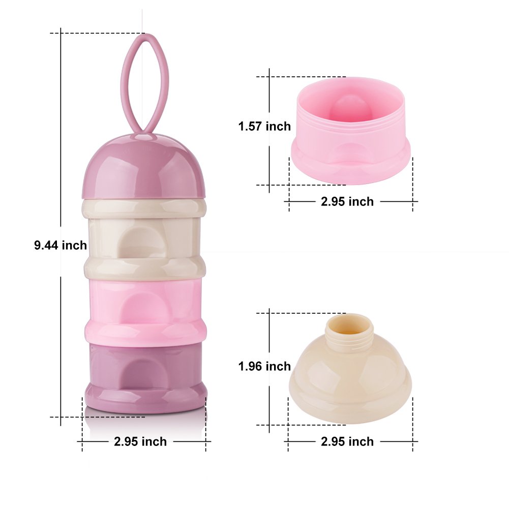 Accmor 3 Layers Baby Milk Powder Formula Dispenser On The Go, Formula Container for Travel, Non-Spill Stackable Baby Snack Storage Container with Handle, BPA Free, Purple