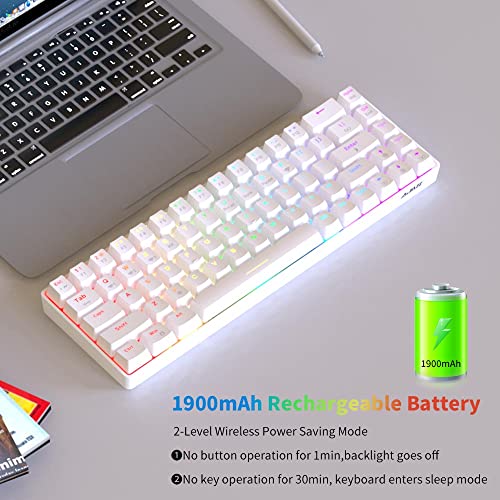 NACODEX 68 Key 65% Hot swappable Mechanical Keyboard, 2.4G Wireless/Bluetooth/Wired RGB Backlit Keyboard, 1900mAh Programmable Keyboard for Win/Mac/Gaming, Linear Red Switch
