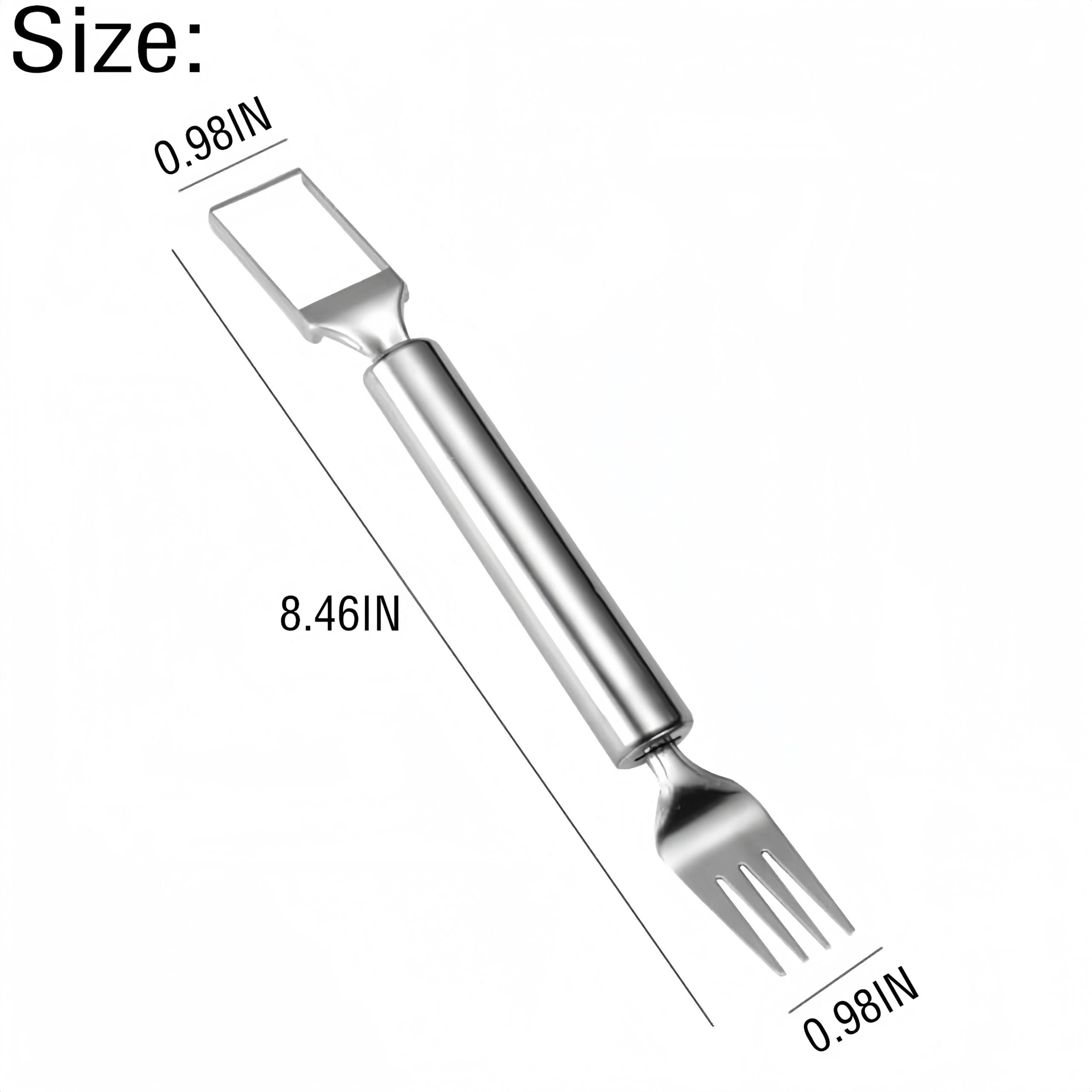 2024 New Watermelon Fork Slicer Cutter Slicer Tool, 2-in-1 Stainless Steel Fruit Cutter, Dual Head Fruit Forks Slicer Knife with Round Handle (2Pcs)