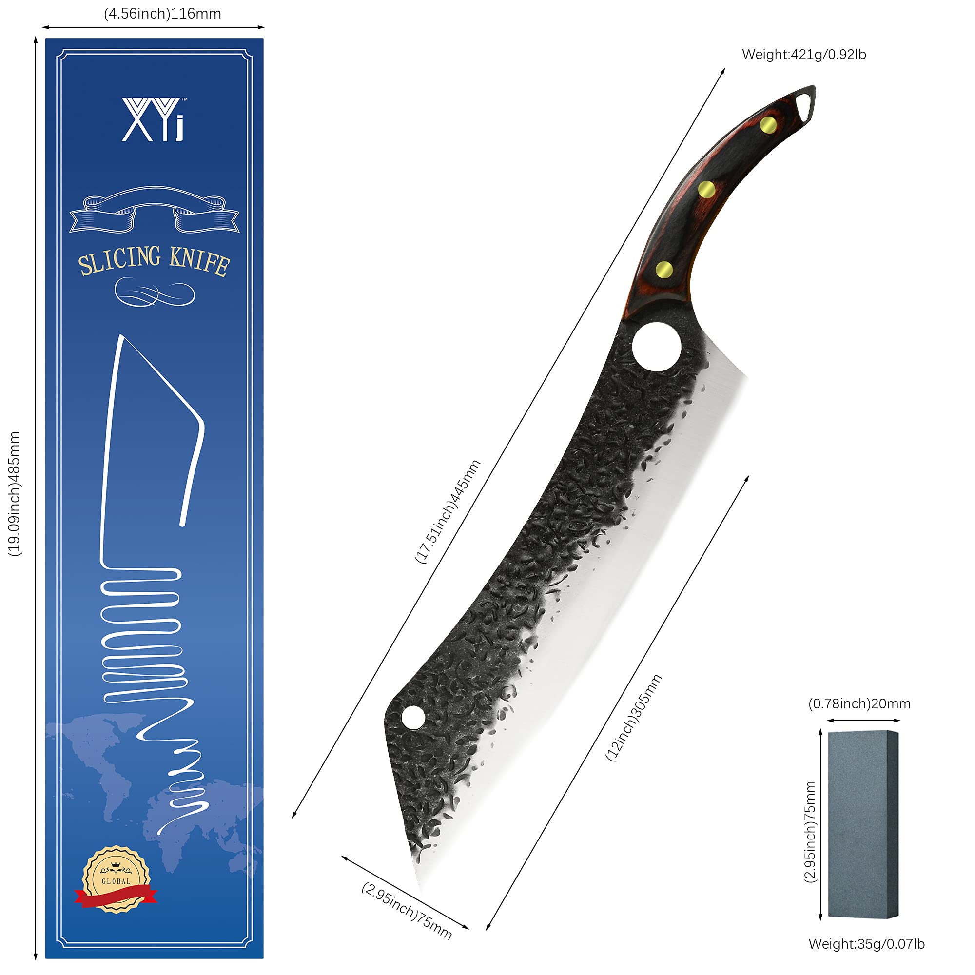 XYJ 12 Inch Extra Long Chef Knife Full Tang Razor Sharp Watermelon Slaughter Knives (Style4)