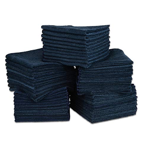 Bulk 12β X 12β Economy All Purpose Microfiber Towels Wholesale - Case Quantity (400 Count) | No Fraying | High Density Microfiber | c | Long-Lasting (Black)