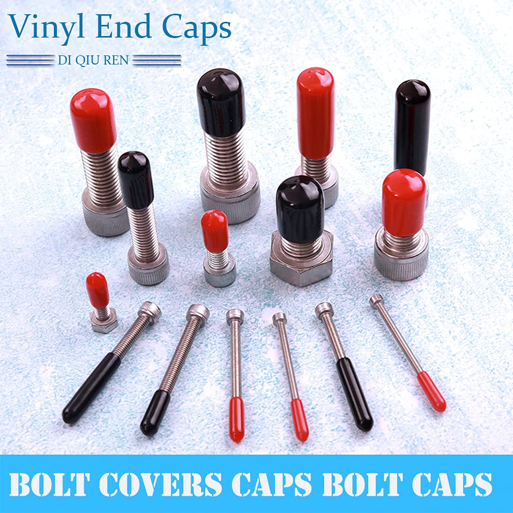 200PCS Rubber Caps Bolt Screw Cap Covers, Bolt Covers Caps Rubber End Caps Vacuum Caps, Bolt Screw Cover Rubber Nipple Cap Rubber Tip in 10 Sizes from 2/25 to 4/5" for Protecting Pipe Post Tubing Rod