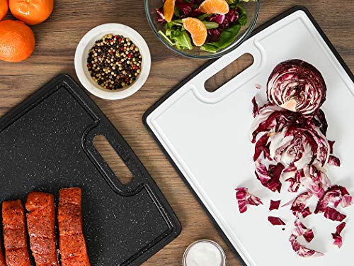 Dexas PolyDuO Reversible Cutting Board, 8.5 x 11 Inches, White and Midnight Granite