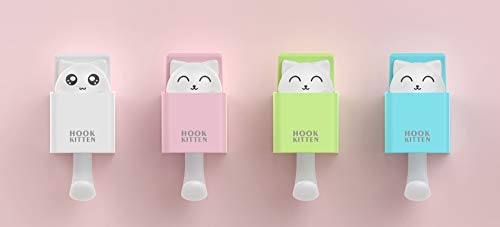 Gautsa Cute Peek-A-Boo Hooks, Self Adhesive, Pop up Cat Bear Animal Decorative for Kids Boys Girls, for Key Coat Robe Towel, 4 Pack (Cats)