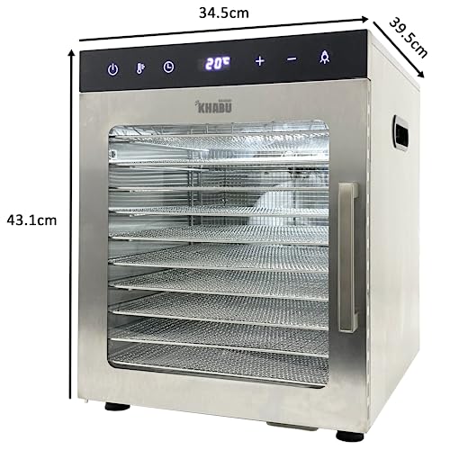 Biltong Boss Biltong Maker and Drying Cabinet, Food Dehydrator with Full Temperature Control, 10 Tray Capacity, for Meat, Vegetables and Fruits, Silver (800w)