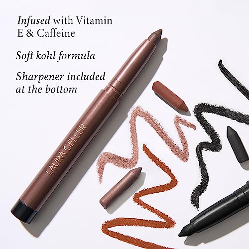 LAURA GELLER NEW YORK Kajal Longwear Kohl Eyeliner Pencil - Smoky Taupe Kohl - Caffeine and Vitamin E - Smooth & Blendable Liner - Built-In Sharpener