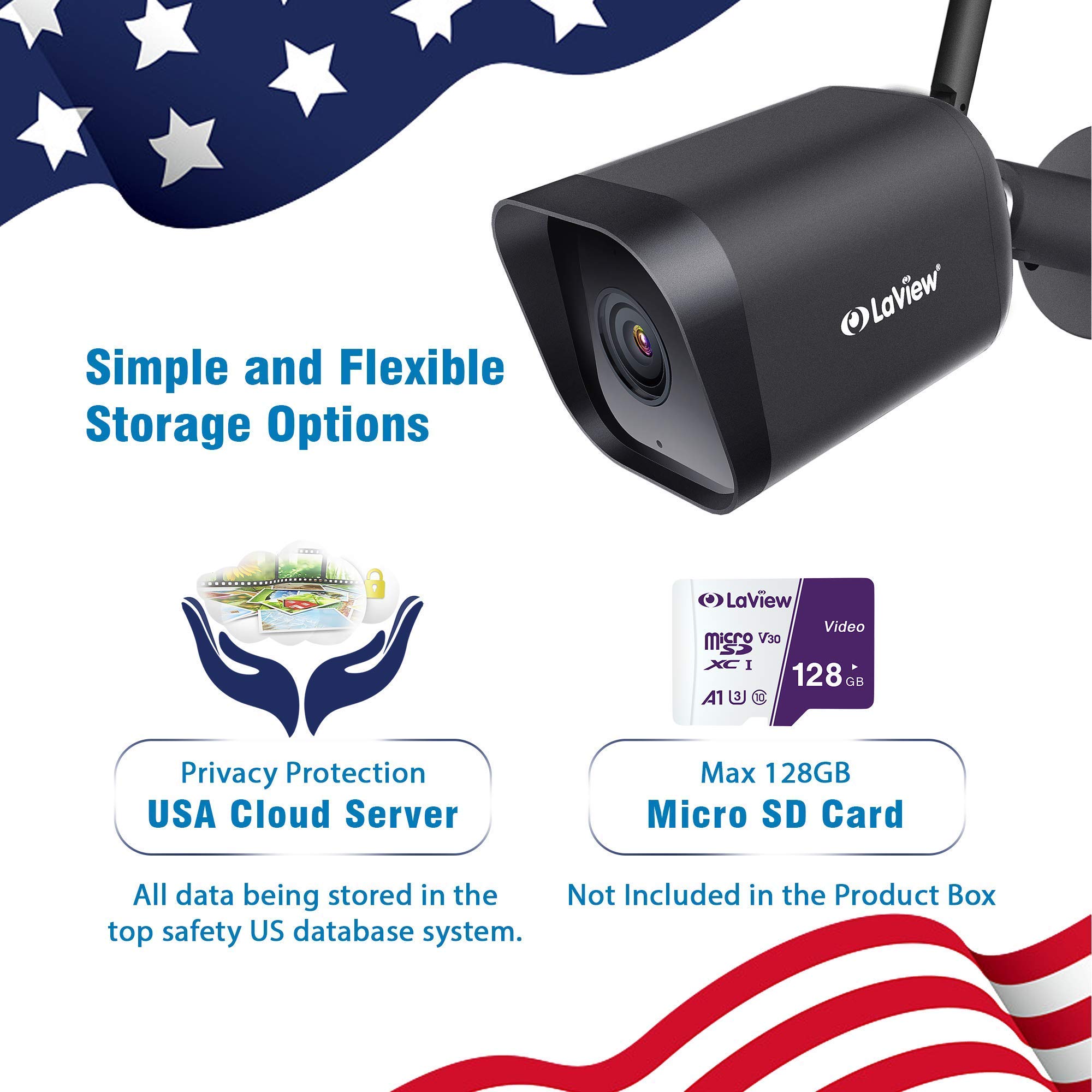 Laview Security Camera Outdoor 1080P HD,WiFi Cameras Waterproof,Home Security Cameras with AI Human Detection,Two-Way Audio,Night Vision,Compatible with Alexa,SD Slot&USA Cloud Storage(2 Pack)