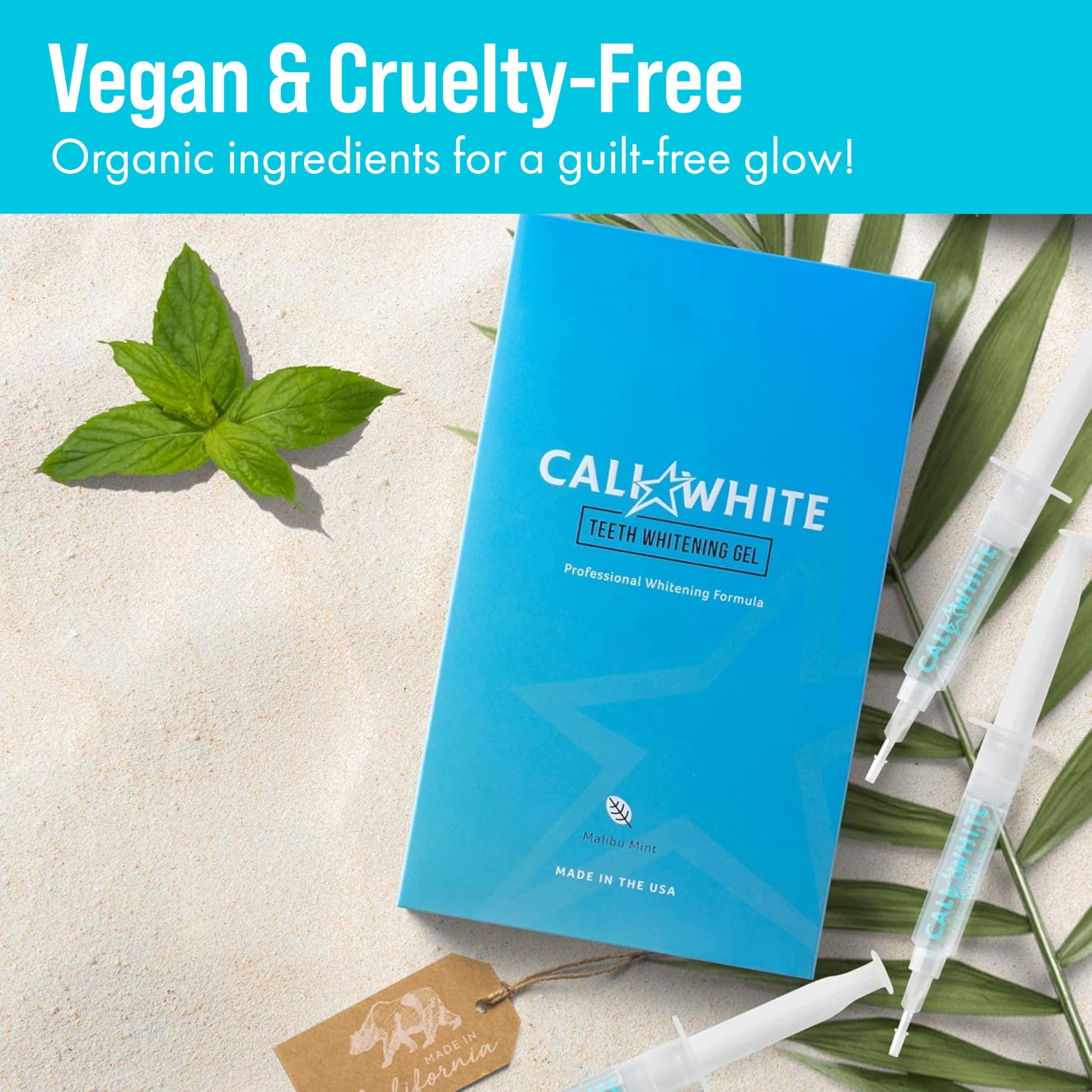 Cali White Teeth Whitening Gel Refills - 35% Carbamide Peroxide Formula - Vegan Organic Tooth Bleach - 3-Piece 5 ml Syringes for Teeth Whitening Kits - Use with UV or LED Light and Trays