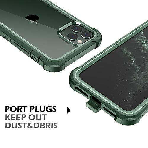 Dexnor iPhone 11 Pro Case with Screen Protector Clear Rugged Full Body Protective Shockproof Hard Back Defender Dual Layer Heavy Duty Bumper Cover Case for iPhone 11 Pro 5.8" - Green