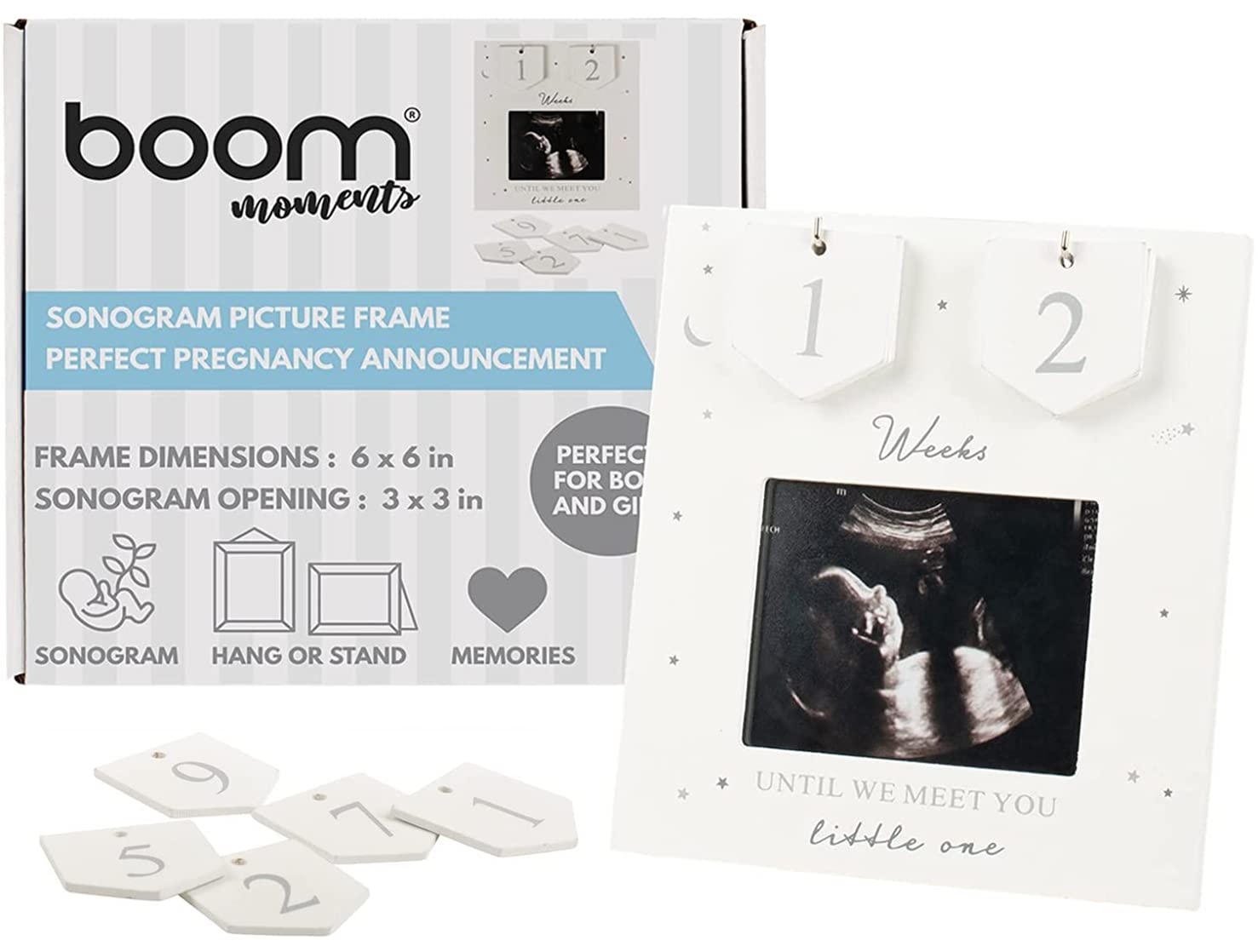 Sonogram Picture Frame | Countdown Weeks | Keepsake Baby Ultrasound Frame | Great Gift for Expecting Parents | Nursery Décor | Best Baby Announcement | Love at First Sight (6.5 x 6 Inches)
