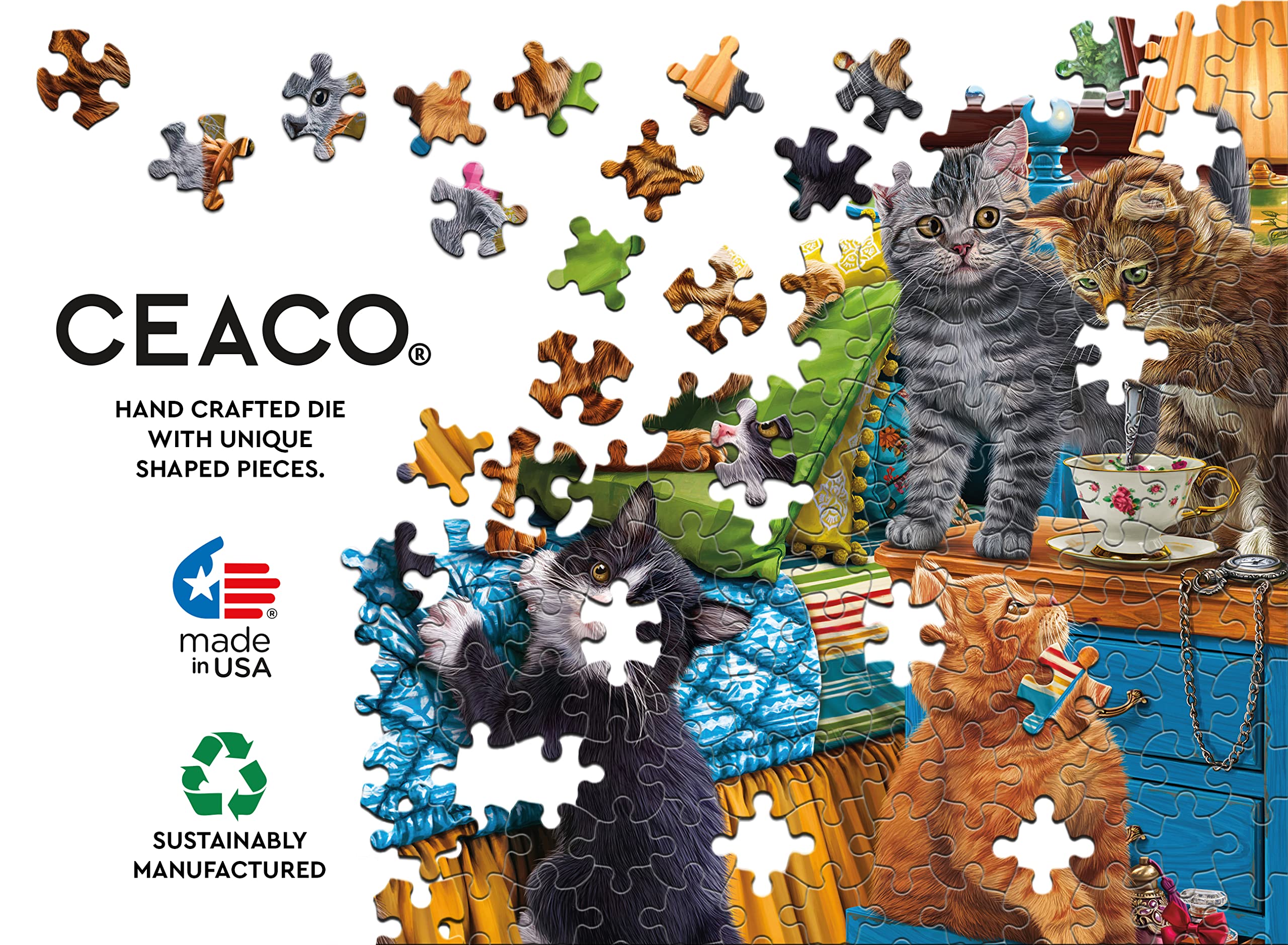 Ceaco - Paws Gone Wild Collection - Cute Kittens - 550 Piece Jigsaw Puzzle