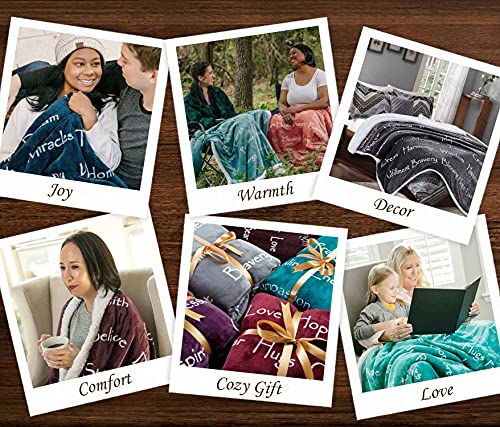 Chanasya Love and Joy Inspiring Gift Throw Blanket - Cozy, Warm and Fluffy Sherpa - Perfect Caring, Uplifting, Thoughtful, Personalized Gift for Blessings, Peace and Prayer (65x50 inches) Gray
