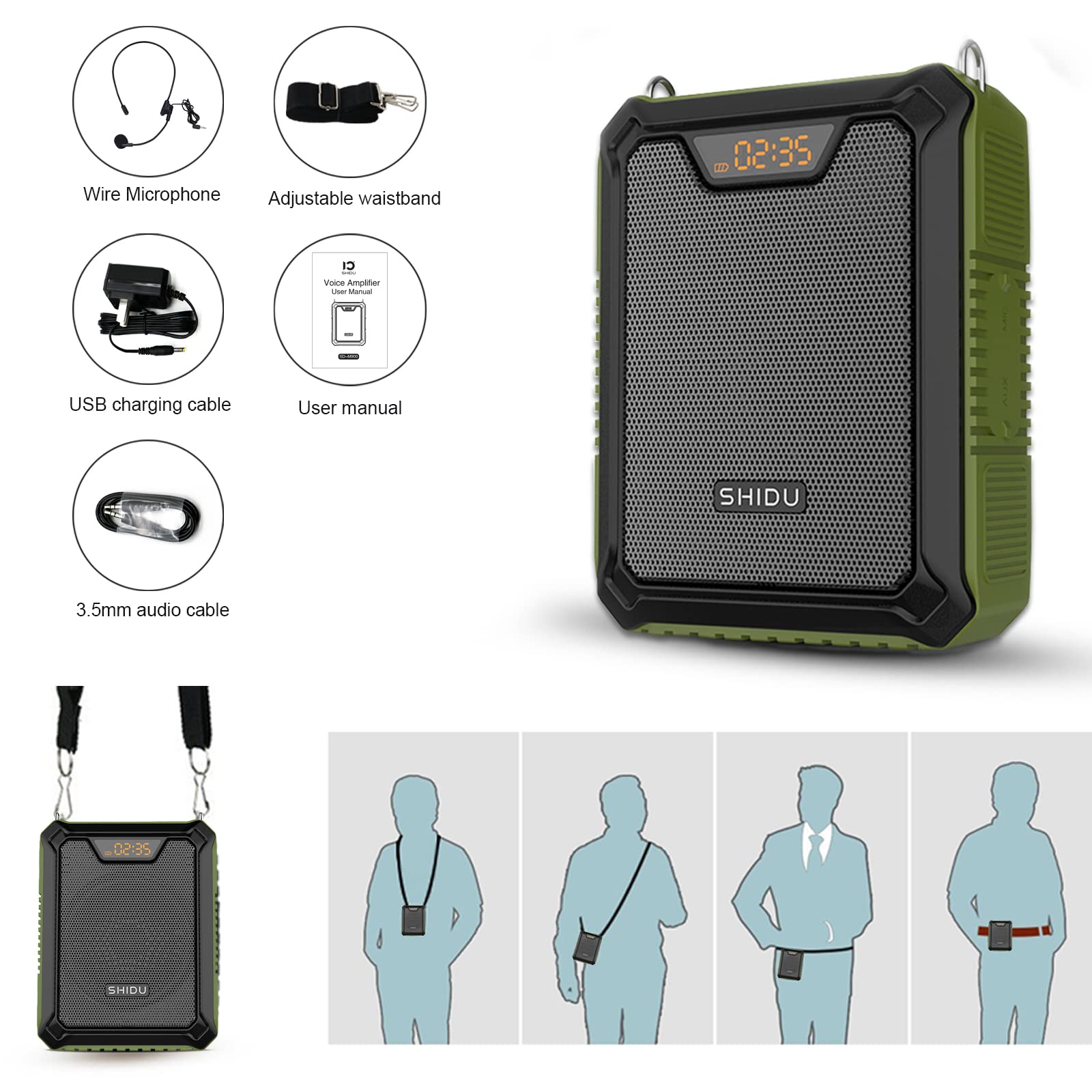 25W Bluetooth Voice Amplifier with Wired Microphone Headset and Speaker, Personal PA Speaker, Support Recording, Loop Playback- Ideal for Teachers, Outdoors, Tour Guides - M900