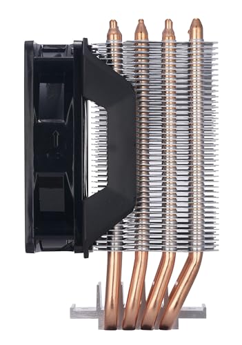 Amazon Basics Computer Cooling Fan with Cooler Master Technology, CPU Air Cooler, 4 Heat Pipes, RGB LED PWM, 4.02 X 3.28 X 4.96 Inch, Aluminum Fins