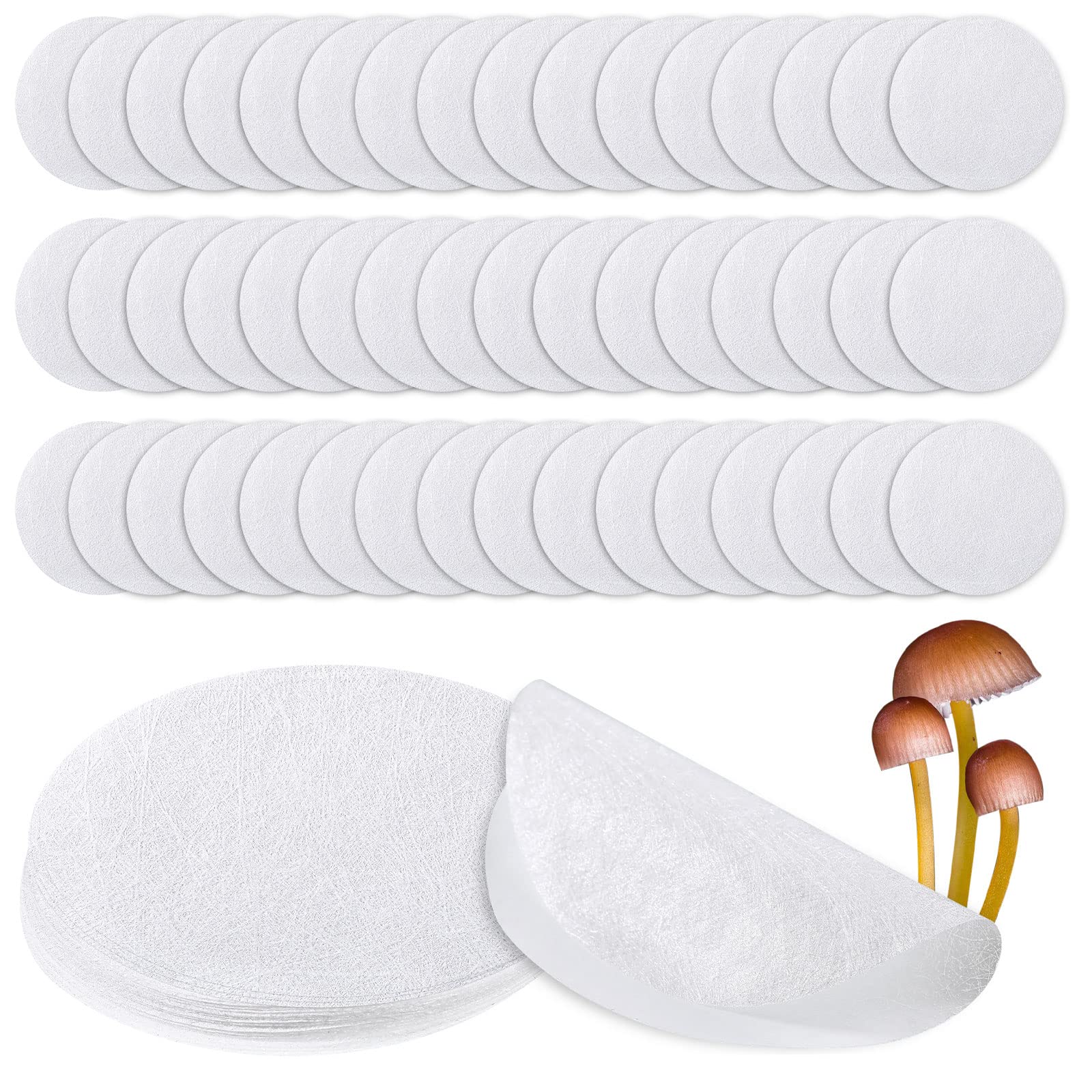 50 Pcs Synthetic Filter Paper 90 mm 2.22μm Synthetic Filter Disc Filter Applied Under Wide Mouth Jar Lid for Mushroom Cultivation, High Temperature Resistance