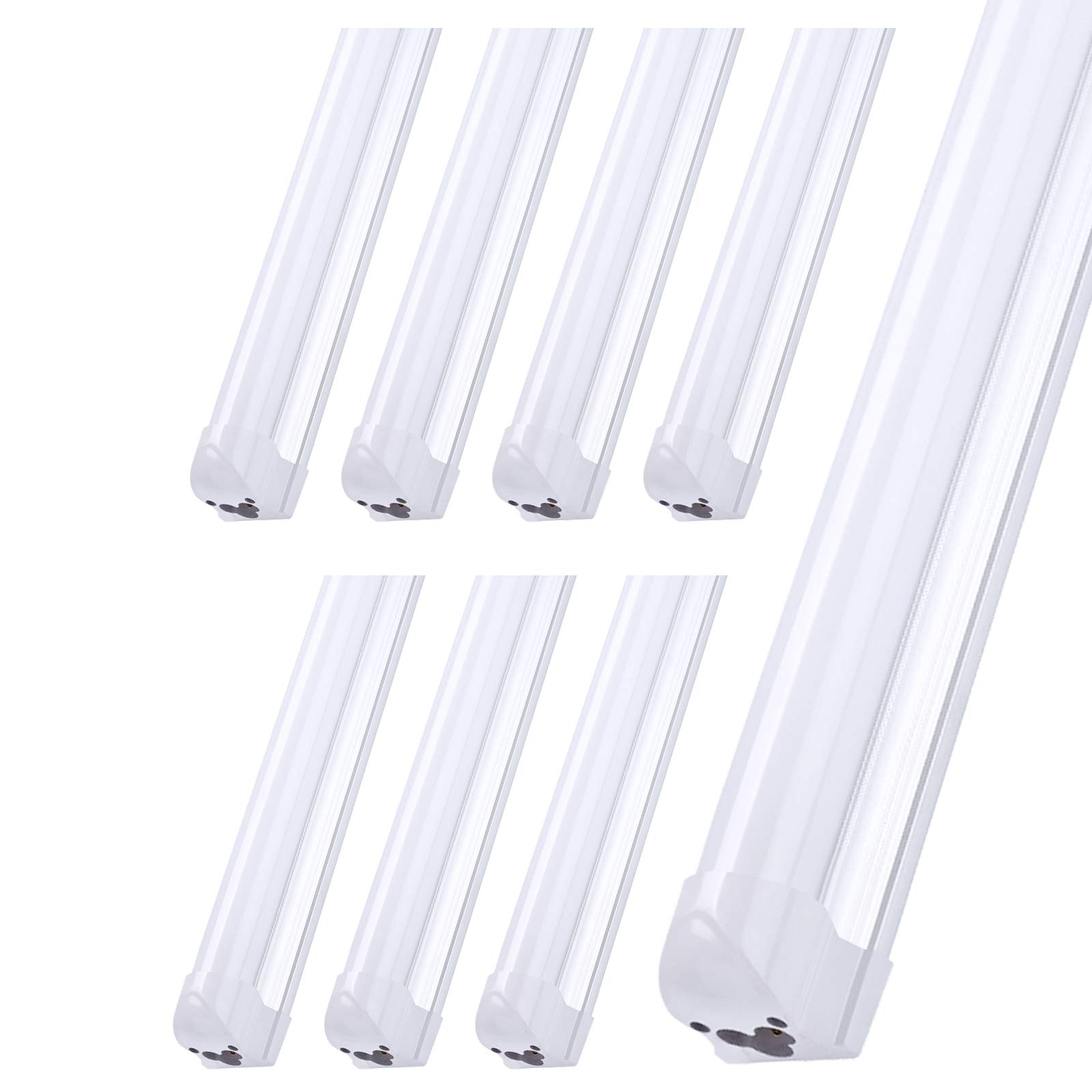 8Ft LED Shop Light Fixture, 72W, 8640LM, 6000K, T8 Integrated LED Tube Light, High Output, Brighter White, Linkable 8 feet Light Bulbs for Garage, Warehouse, (8-Pack)
