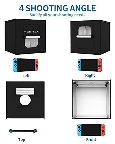 FOSITAN Bi-Color Photo Light Box 35’’/90cm Portable Shooting Tent Photo Box with 7 Color Backgrounds, 252 LED Beads, 360 Degree Rotated Light Board, 2600-8500K(±200K), CRI 92+
