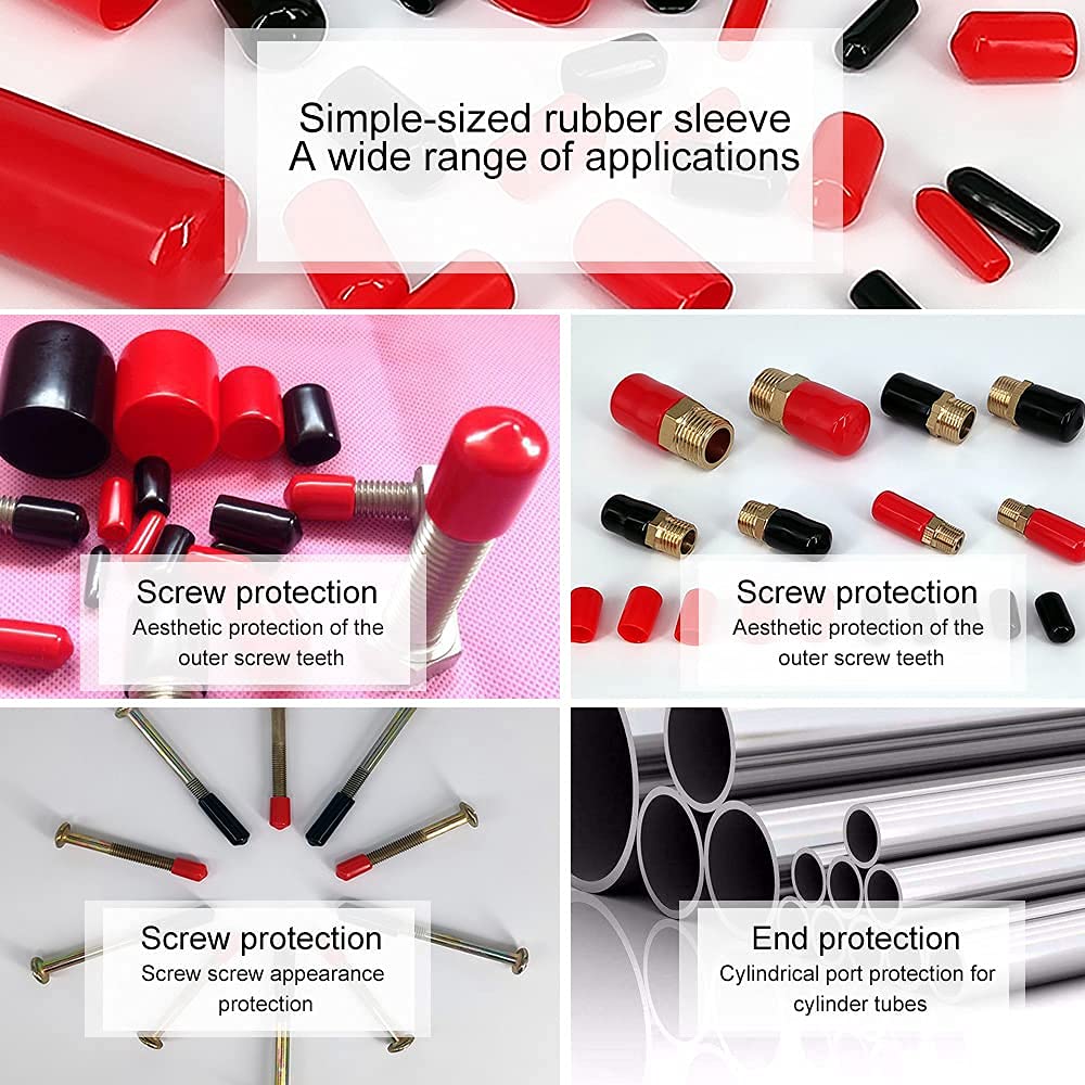 200PCS Rubber Caps Bolt Screw Cap Covers, Bolt Covers Caps Rubber End Caps Vacuum Caps, Bolt Screw Cover Rubber Nipple Cap Rubber Tip in 10 Sizes from 2/25 to 4/5" for Protecting Pipe Post Tubing Rod
