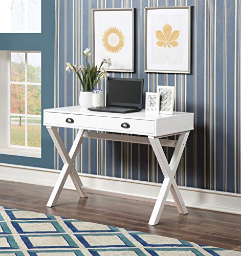 OSP Home Furnishings Washburn Chic Campaign Writing Desk, White