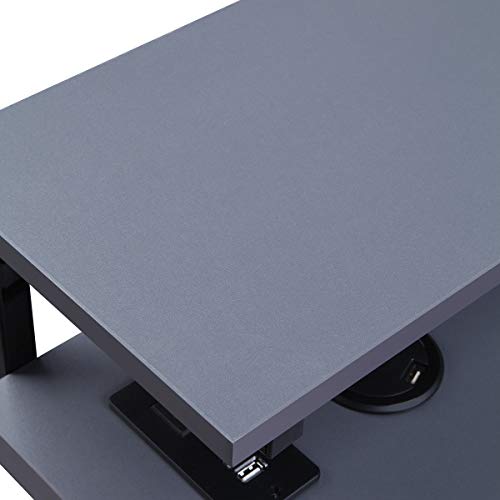 OSP Home Furnishings Checkpoint Battlestation L Shaped Gaming Desk with RGB LED Lights, Black