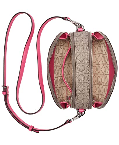 Calvin Klein Ashley Zip Around Crossbody, Almond/Taupe/Pink Flambe