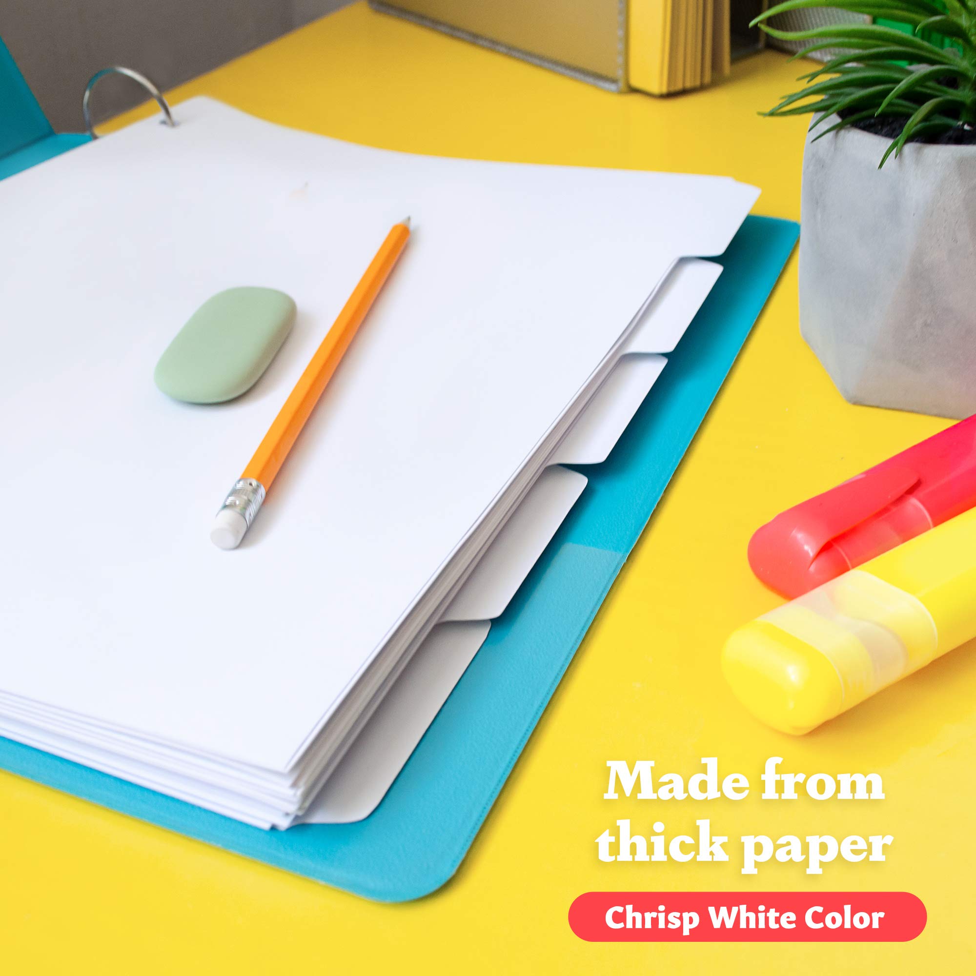 3 Ring Binder Dividers with Tabs - (20 Sets) x 5 Tab Dividers for 3 Ring Binders - White - Binder Dividers with Tabs - Dividers for 3 Ring Binder - Tab Dividers - Binder Tabs // Paper Plan