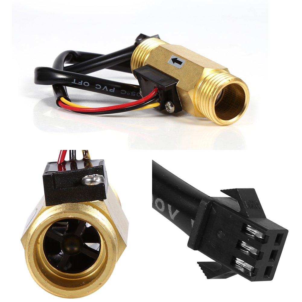 60mm G1/2" Copper Thread Hall Effect Liquid Water Flow Sensor Flowmeter Fluidmeter Liquid Water Flow Switch Meter 1-30L/min