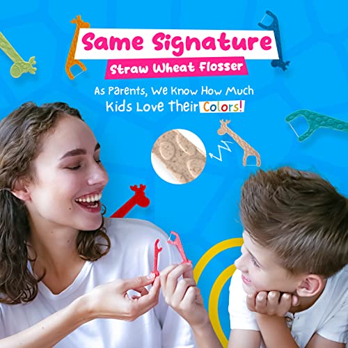 Biodegradable Kids Flossers - Fluoride & Plastic Free | Eco Friendly Dental Floss Picks for Childrens Teeth | Natural Fun Animal Flossing Sticks for Toddlers | Organic & Compostable (200 Pack, Mint)