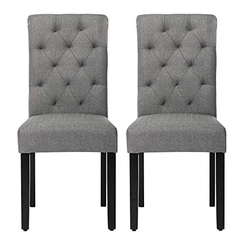 NOBPEINT Fabric Dining Chairs with Wood Legs Set of 2, Grey