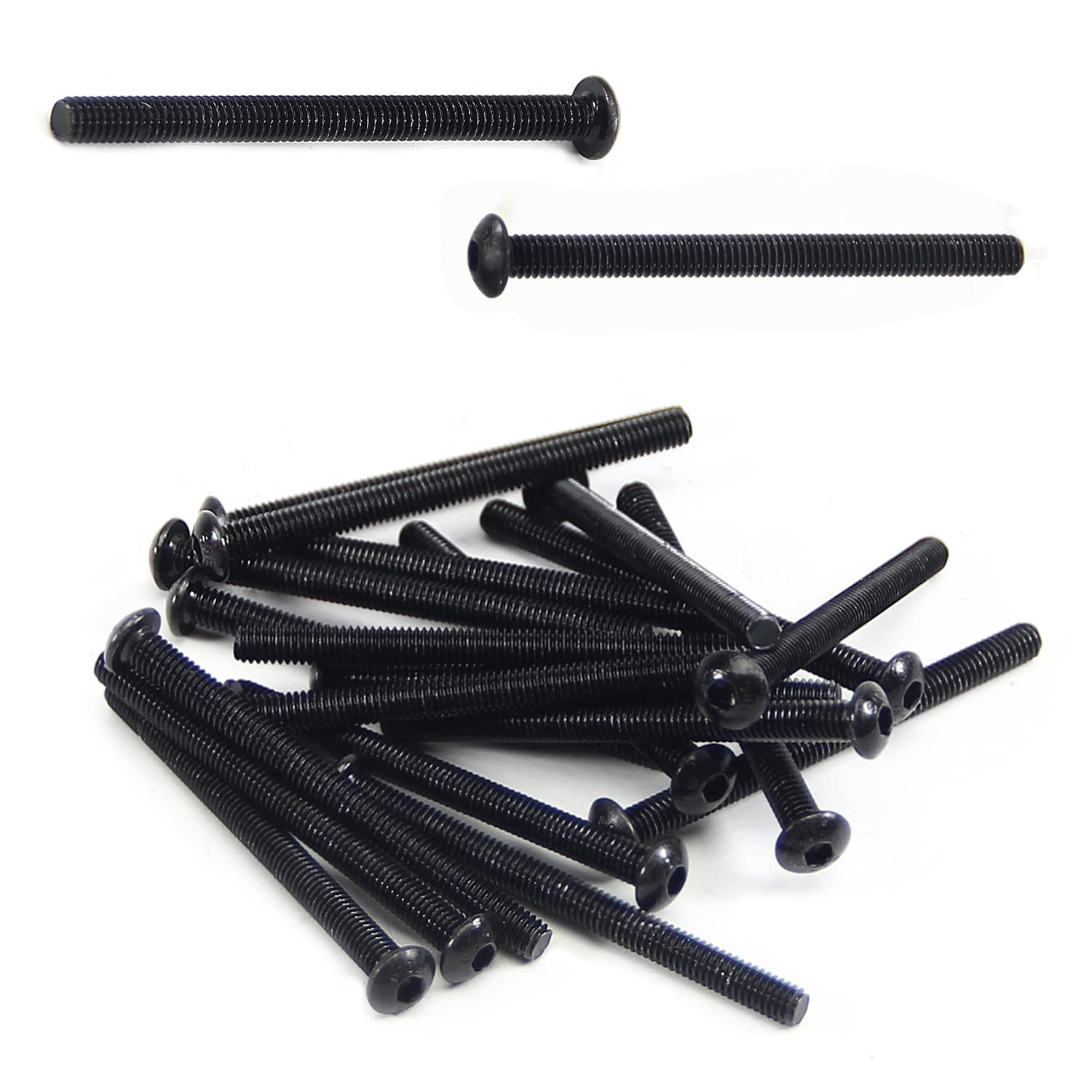 Yinpecly M4x50mm Button Head Socket Cap Screw Carbon Steel Fastener Rustproof Fully Threaded Fitting Hex Drive Cap Bolts Black 20Pcs