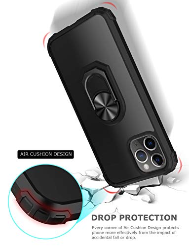 GREATRULY Kickstand Case for iPhone 11 Pro Max 6.5 Inch (2019),Drop Protection Clear Case,Slim Phone Cover Shell,Soft Bumper + Hard Back + Ring Stand Fits Magnetic Car Mount,Black