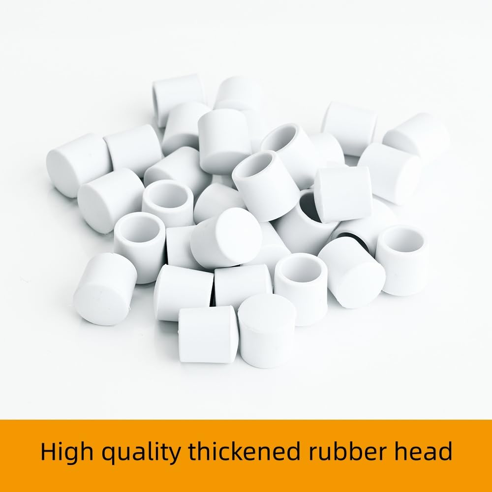 24 Pcs Premium Rubber Door Stop Stud Replacement Tips β Doorstopper Bumpers, Springe Hinge End Caps for Wall & Floor Protection β Universal Size (White)