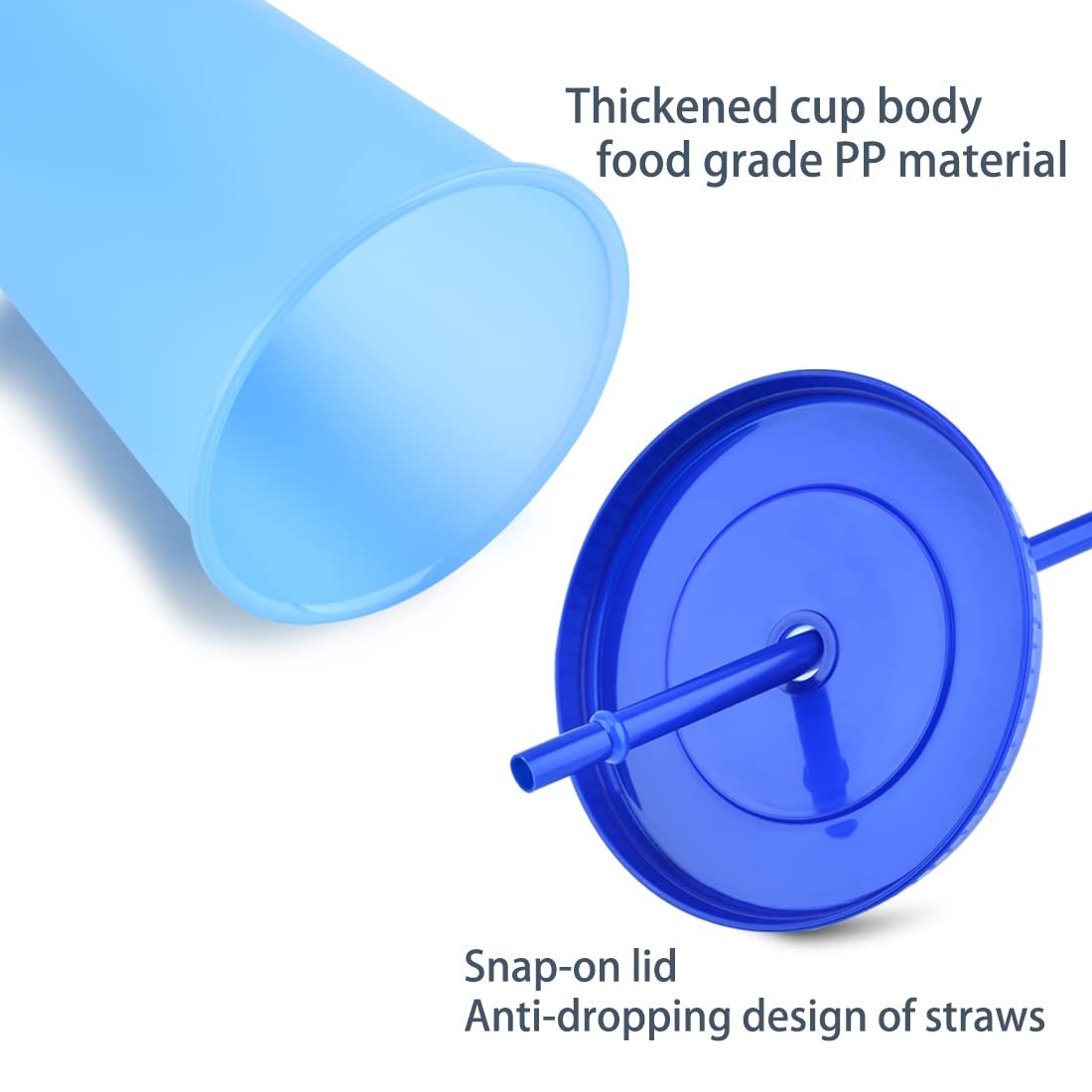 20 Pack Color Changing Cups with Lids and Straws 24 oz Reusable Cups Bulk Tumblers Color Changing Tumbler Cold Cups with Lids Plastic Tumblers Tall Iced Cold Coffee Cups Party Cups for Kids Adults
