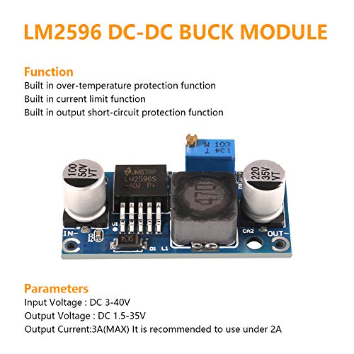 Dorhea 7PCS LM2596 DC to DC Buck Converter Voltage Regulator 3.0-40V to 1.5-35V Buck Converter DIY Adjustable Power Supply Step Down Module