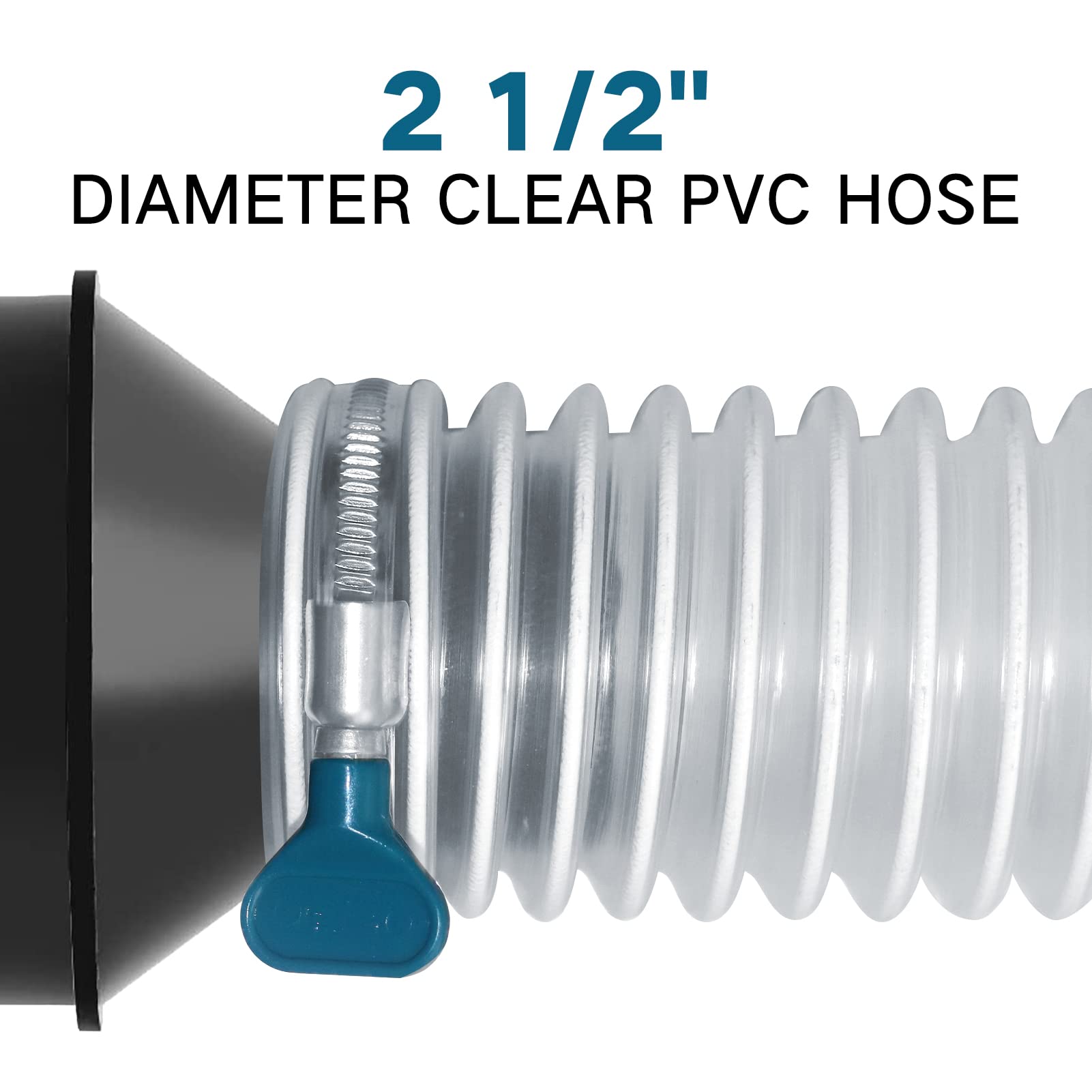 2 1/2" PVC Dust Collection Hose 20', Puncture Resistant PVC Dust Collection Hose with Carbon Steel Wire Coil, Flexible Clear Heavy PVC Fume Collection Hose for dust collection systems & 2 1/2" Ports