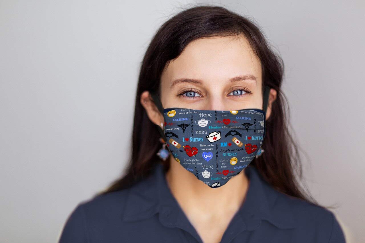 Nurse Hero Denim, 100% Cotton, Double Layer, Washable & Reusable, Non-Medical Face Mask…
