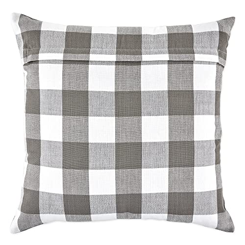 DII Decorative Square Throw Pillow Cover Collection Cotton, Machine Washable, Hidden Zipper, 18x18, Gray Gingham, 4 Piece