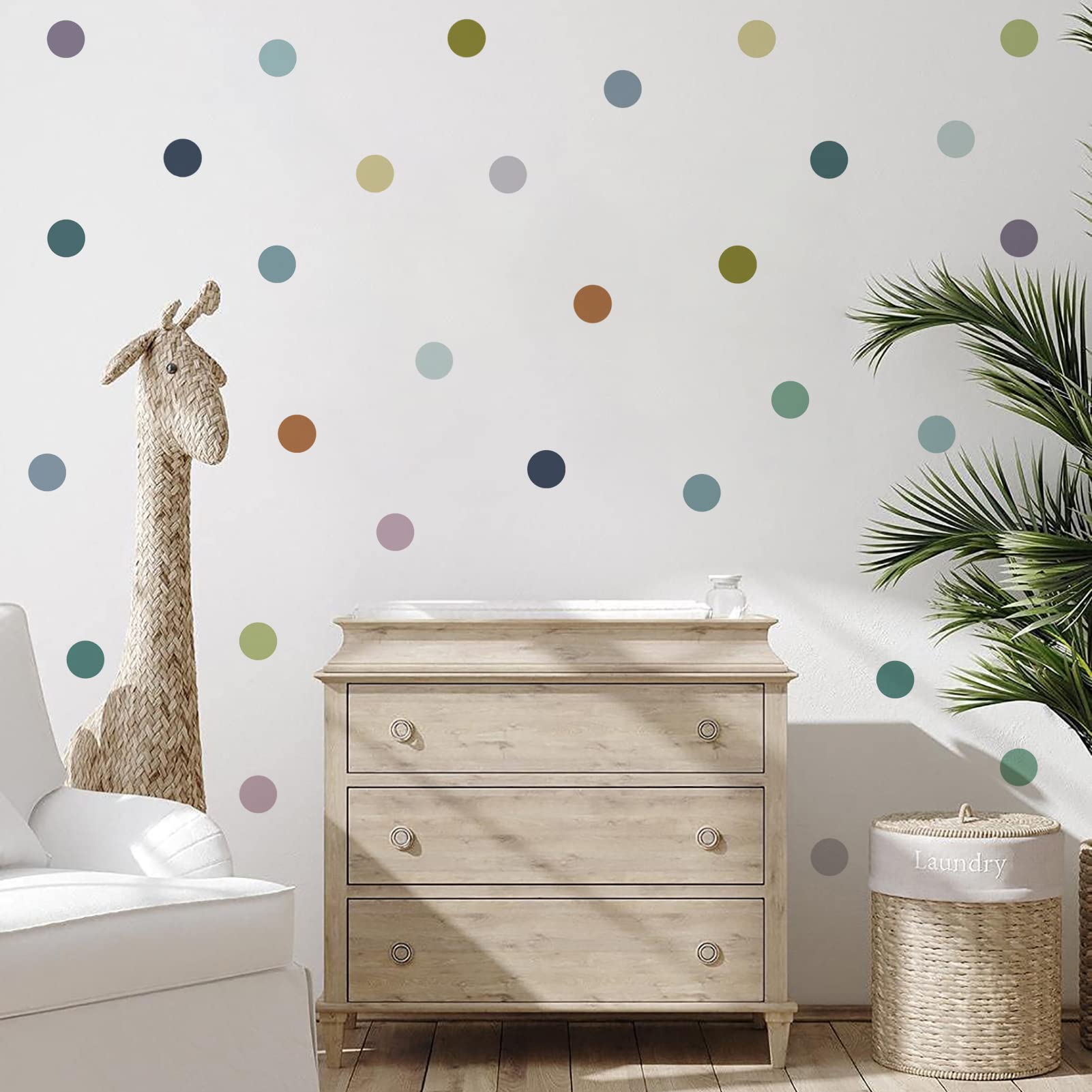 90 pcs Boho Polka Dot Wall Decals for Girls Bedroom,Boho Nursery Decor Wall Stickers for Playroom Kids Classroom Rainbow Wall Decals Decor