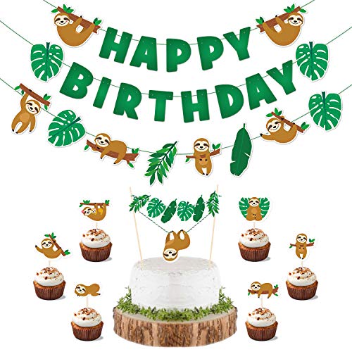 Mosailles Sloth Birthday Party Decorations Set Sloth Cupcake Toppers Sloth Cake Topper Decoration for Zootopia Baby Shower Cake Smash 1st Birthday Party Supplies