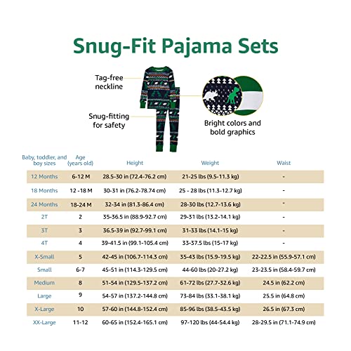 Amazon Essentials Boys' Snug-fit Cotton Pajamas Sleepwear Sets (Previously Spotted Zebra), Pack of 3, Bear Print, 8