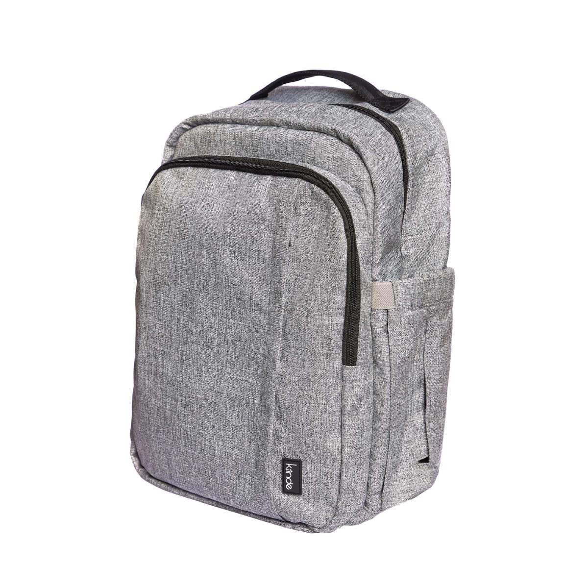 Kiinde Diaper Bag Backpack, Unisex Baby Bag Multifunction Padded Travel Backpack for Mom and Dad with Changing Pad, Stroller Straps, Laptop Sleeve, Grey