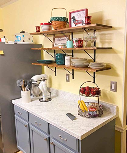 LuckIn 8-Pack Heavy Duty Shelf Bracket, 18 Inch Wall Shelf Brackets with 90 Degree Triangle, 250 LBS Max Load, Mounting Hardware Included, Black