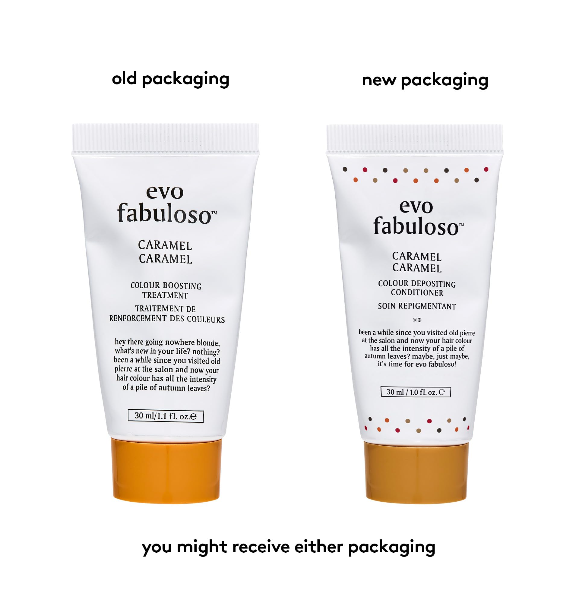 EVO Fabuloso Caramel Colour Depositing Treatment - Colour Care Conditioner for Colour -Treated Hair - Helps Maintain Colour Depth, Tone & Shine, 30ml / 1.01fl.oz