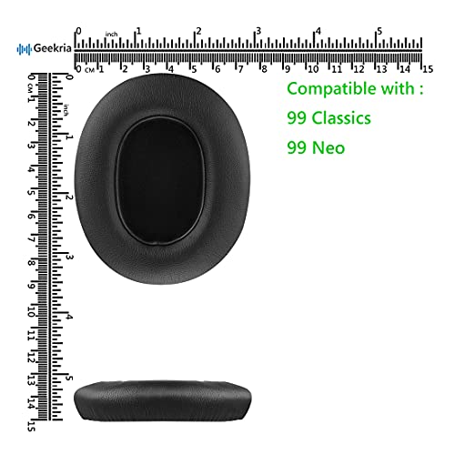 Geekria QuickFit Protein Leather Replacement Ear Pads for Meze 99 Classics, Meze 99 Neo Headphones Earpads, Headset Ear Cushion Repair Parts (Black)