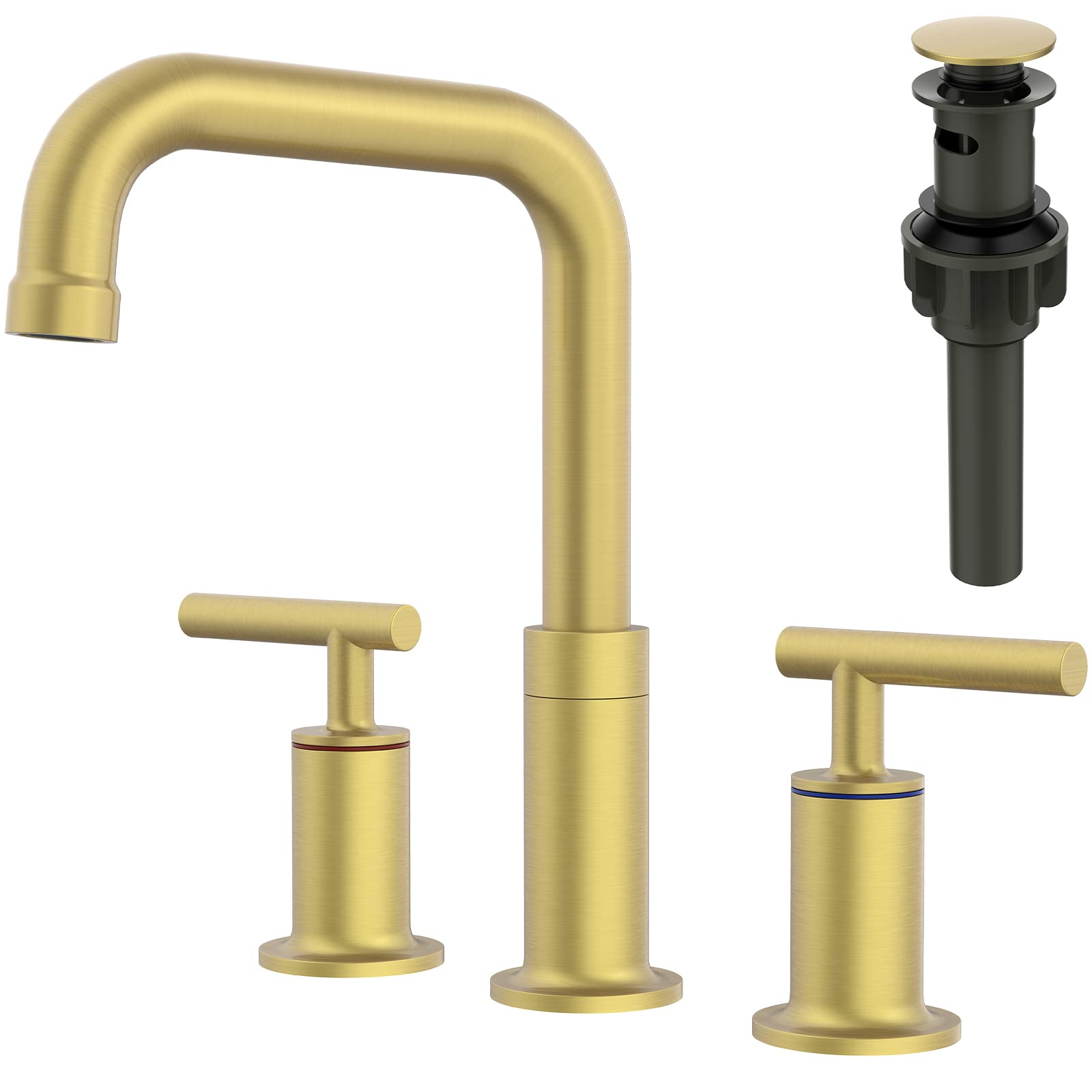 Bathroom Faucet, HOMELODY 2 Handles Gold Bathroom Faucet, 8 inch Widespread Faucet for Bathroom Sink, 3 Hole Bathroom Sink Faucet Bath Sink Faucet with Pop Up Drain