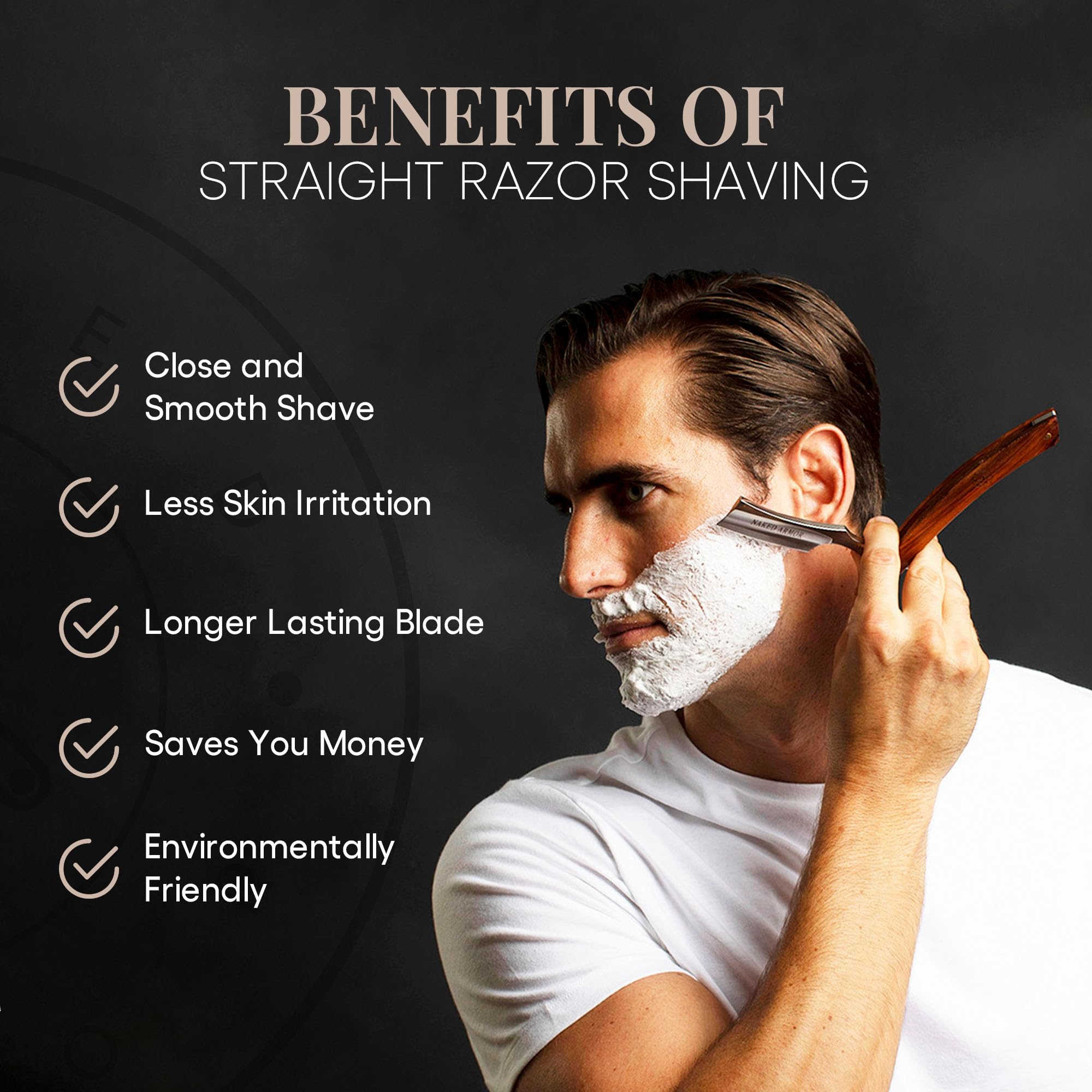Thor Straight Razor Kit - Shave Ready Straight Razor,Straight Edge Razor,Brush,Strop + Soap, Redwood Straight Razor For Men,Japanese Stainless Steel,Mens Straight Razor Complete Kit, Great Gift