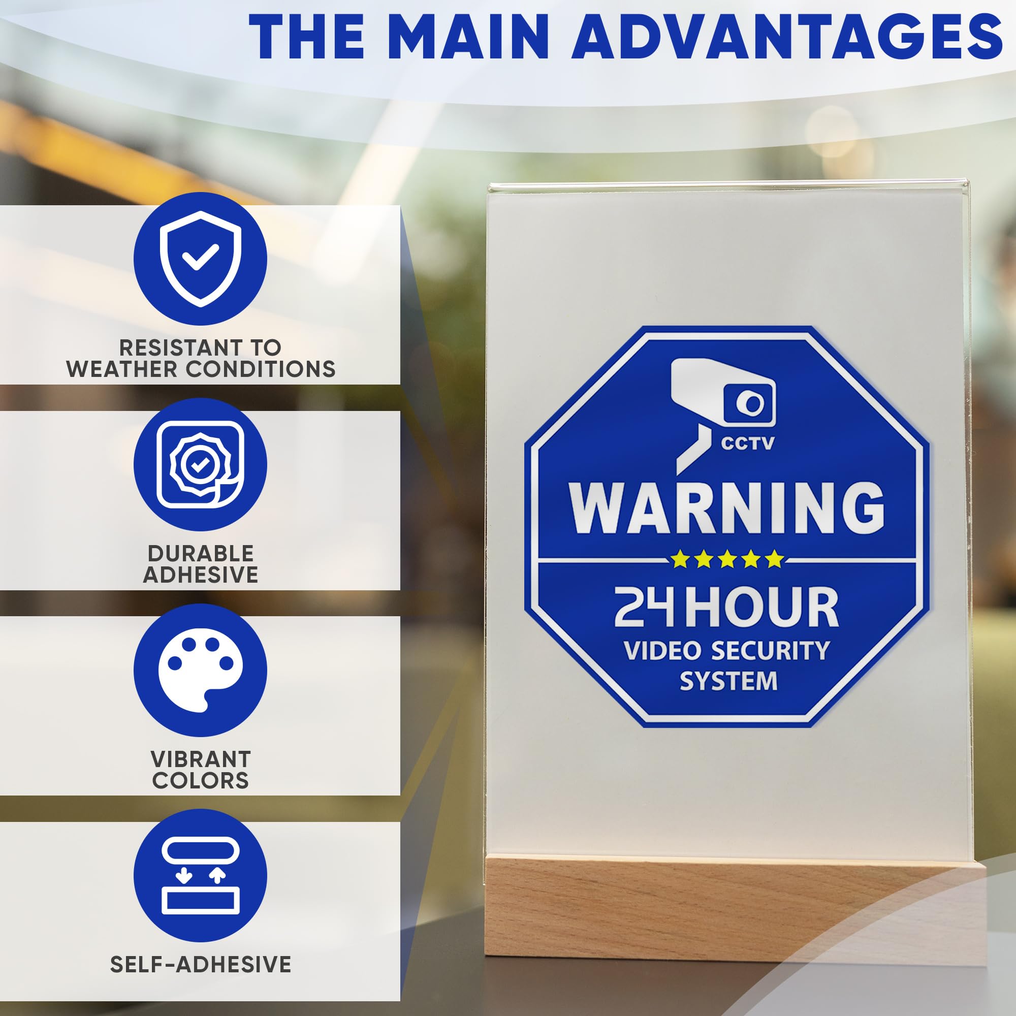 CCTV Outdoor Video Camera Security Stickers - 6Pcs CCTV Camera Video Security Camera in Use Sign Outdoor Video Surveillance Vinyl Sticker -24 Hours Warning Video Surveillance Window Security Signs