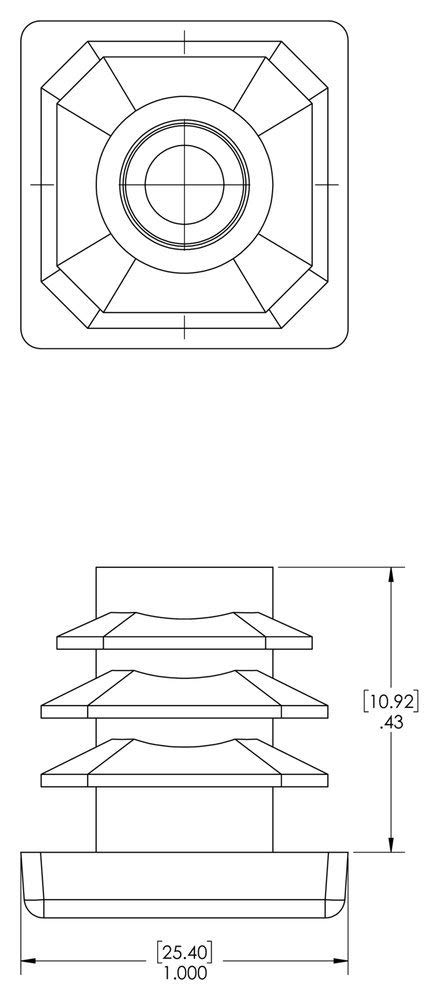 Caplugs 99191852 Plastic Plug for Square Tubing. SQR-1-10-14, PE-LD, to fit Square Tube Size OD1.000 Wall Thickness 10-14 Ga. (.134-.083)", Black (Pack of 500)