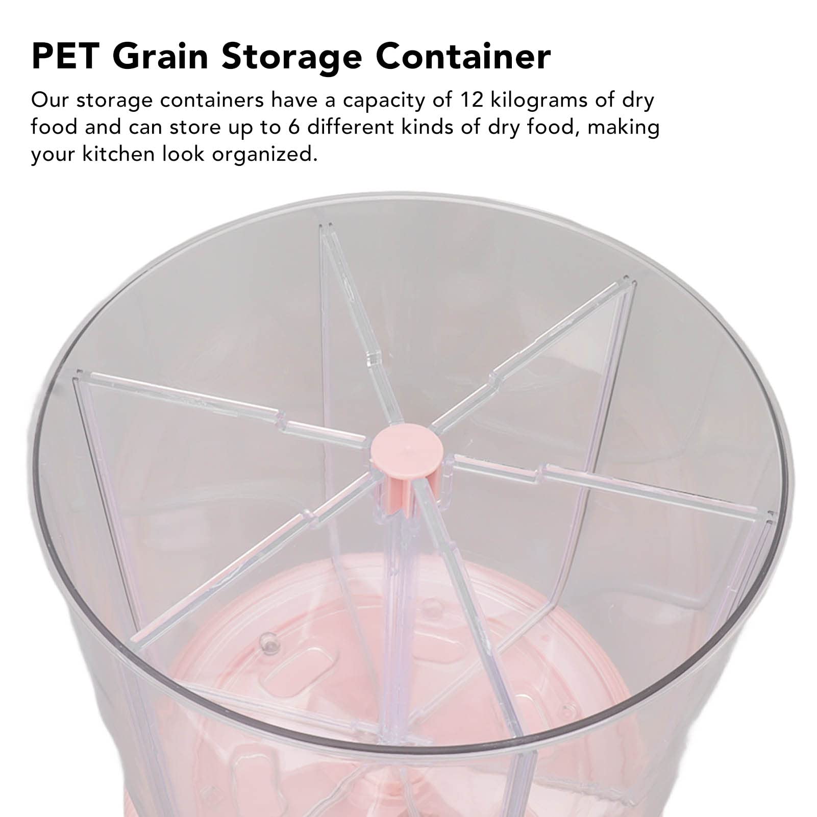 360 Degree Rotating Grain Storage Food Dispenser,Round Rice Storage Container Rice Bucket Rice Storage Tank Sealed Grain Container for Home and Kitchen(Sakura Pink)