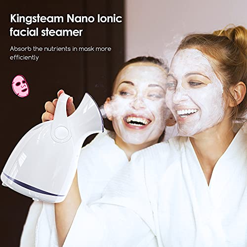 Kingsteam Facial Steamer - Nano Ionic Face Steamer Warm Mist Steamer for Face Home Sauna SPA, Face Humidifier Steamer for Facial Deep Cleaning Unclogs Pores, with Aromatherapy Kit (Purple)